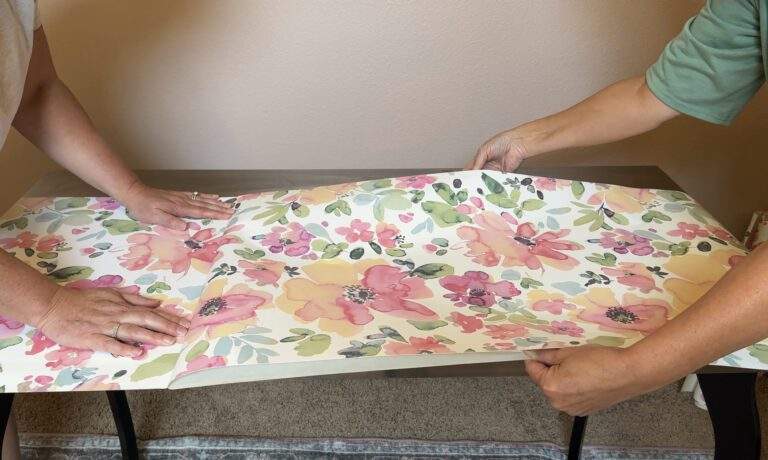 How To Transform A Table with Peel and Stick Wallpaper - Amy Sadler Designs