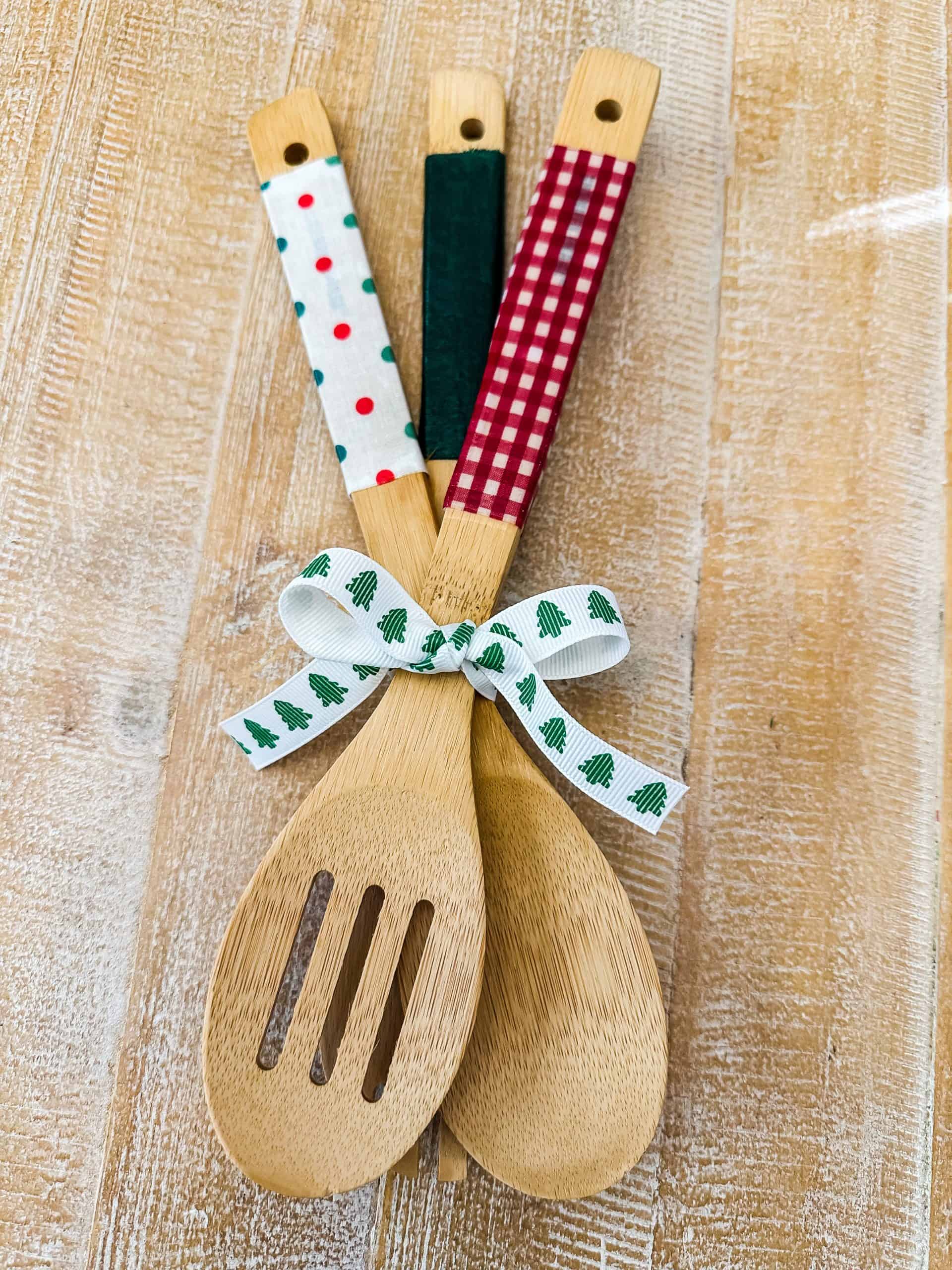 How to Make Easy Fabric Wrapped Wooden Spoons - Amy Sadler Designs