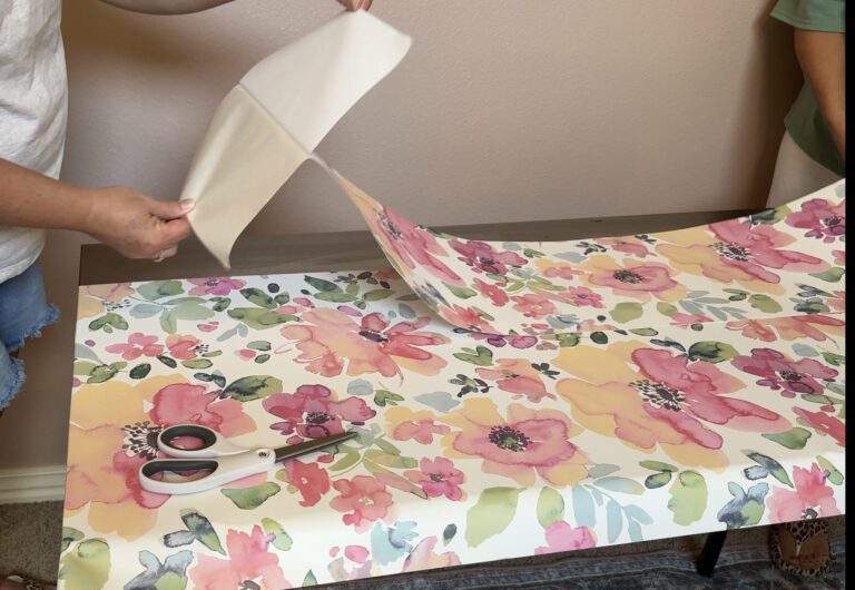 How To Transform A Table with Peel and Stick Wallpaper - Amy Sadler Designs