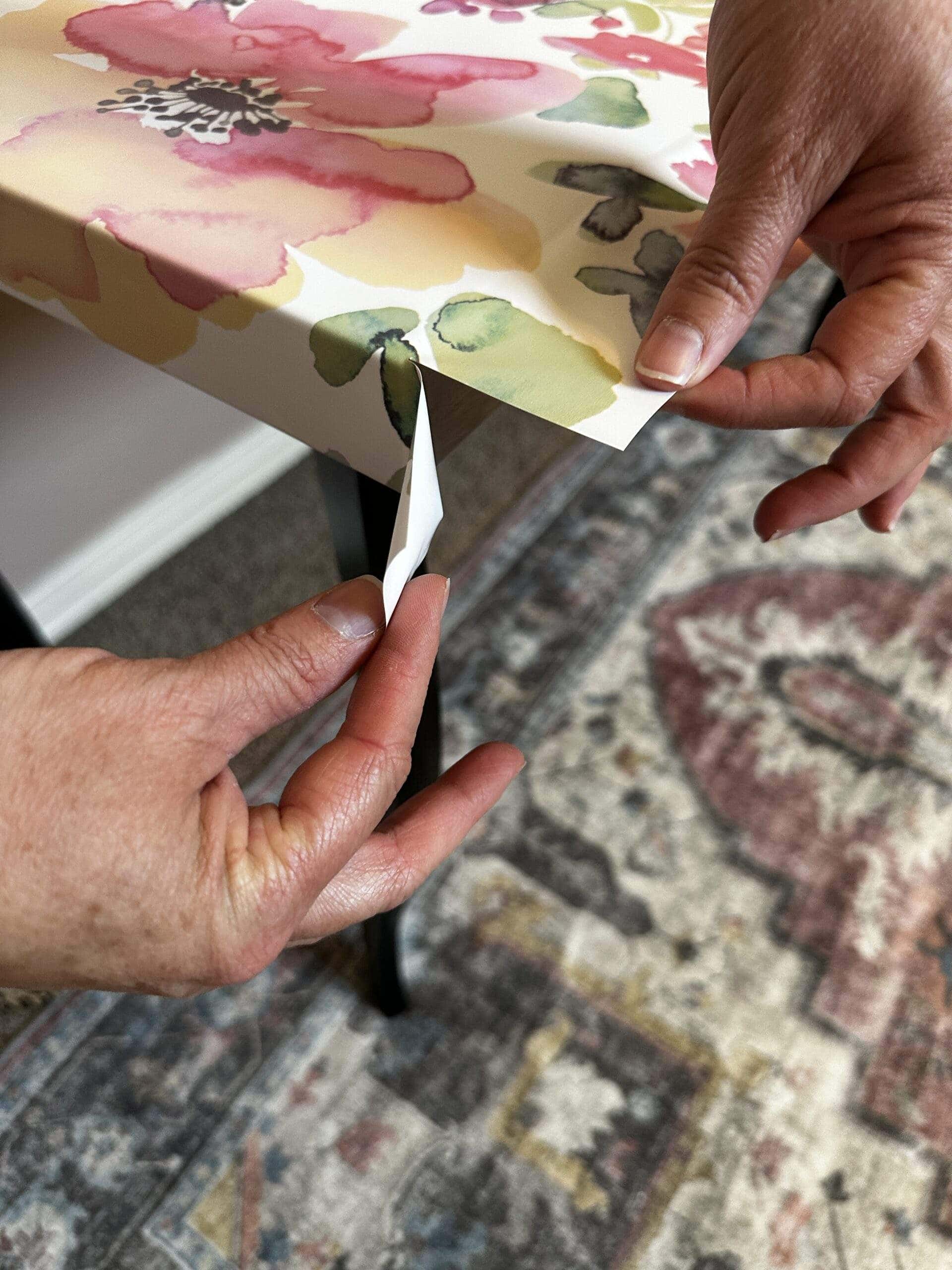 How To Transform A Table with Peel and Stick Wallpaper - Amy Sadler Designs