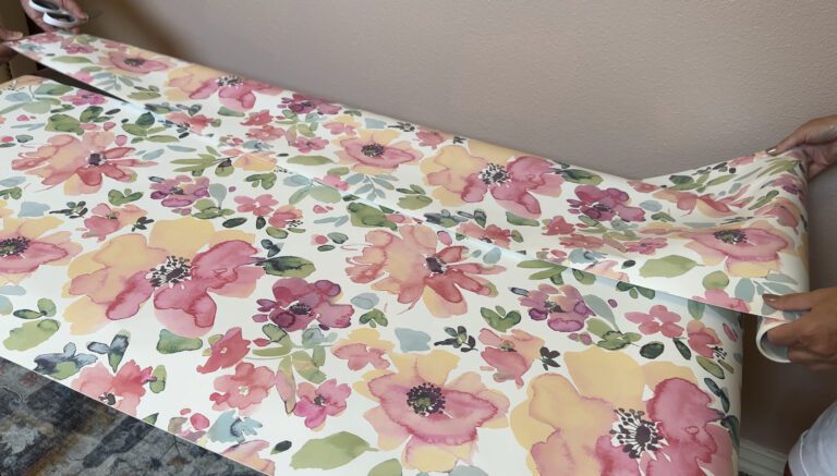 How To Transform A Table with Peel and Stick Wallpaper - Amy Sadler Designs