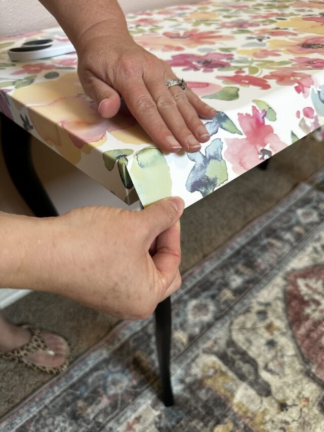 How To Transform A Table with Peel and Stick Wallpaper - Amy Sadler Designs